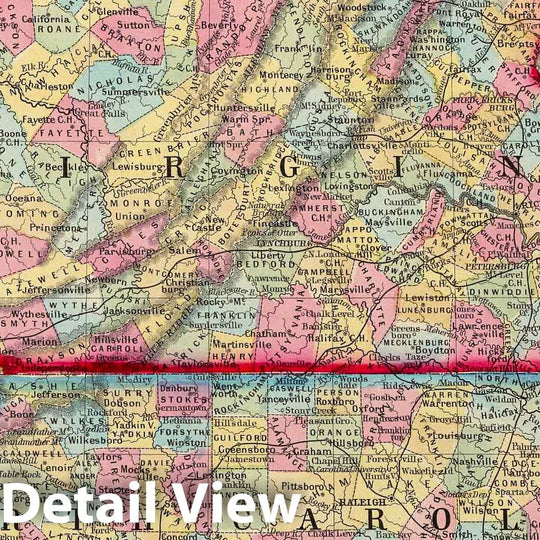 Historic Map : 1860 County Map Of Virginia, and North Carolina. - Vint ...