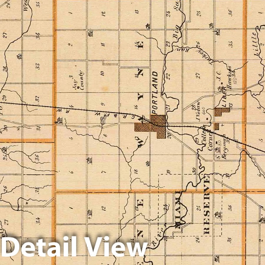 Historic Map : 1876 Map of Jay County. - Vintage Wall Art - Historic ...