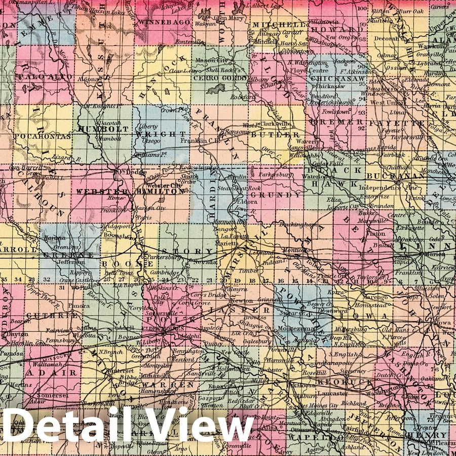 Historic Map : 1860 Iowa. - Vintage Wall Art – Historic Pictoric