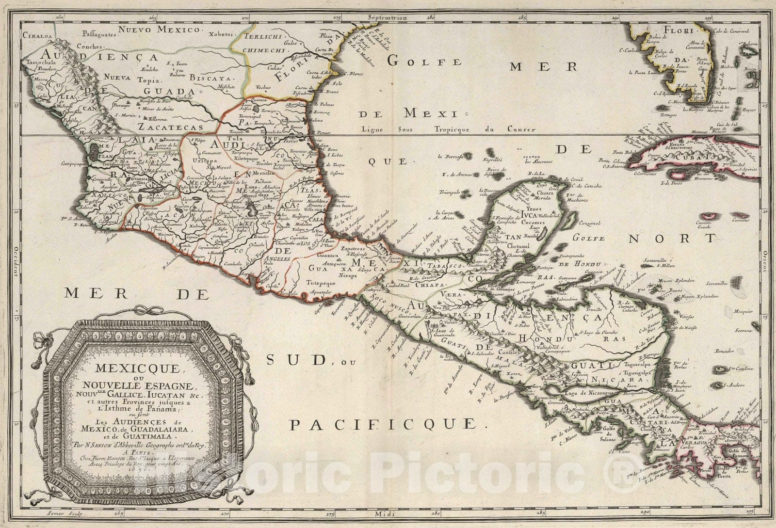 Historic Map : 1656 Mexico and Central America. - Vintage Wall Art ...