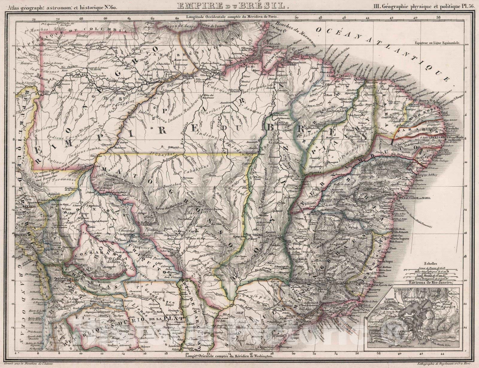 Historic Map : Brazil, 1834 60. Empire du Bresil. , Vintage Wall Art ...