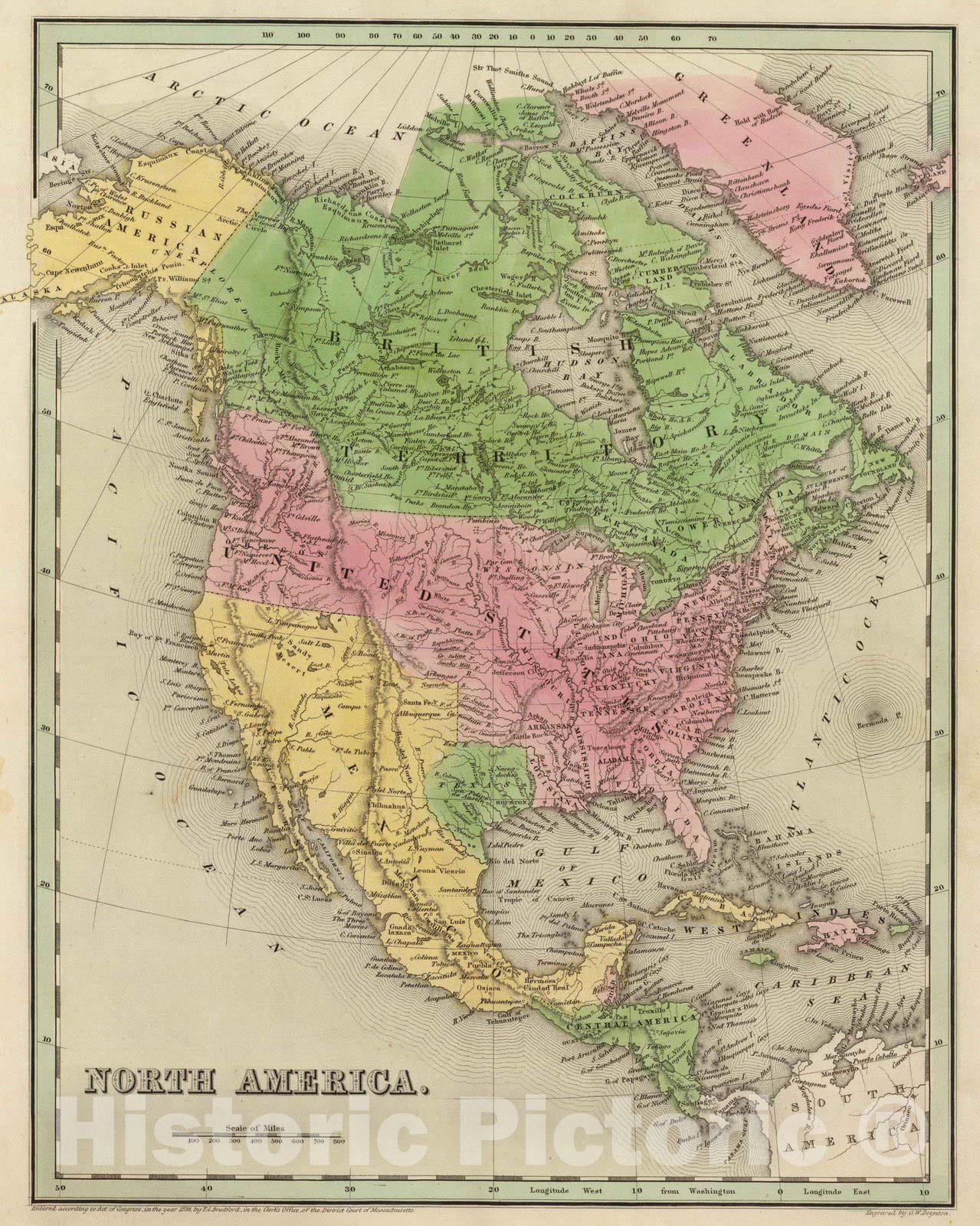 Historic Map : 1841 North America. - Vintage Wall Art – Historic Pictoric