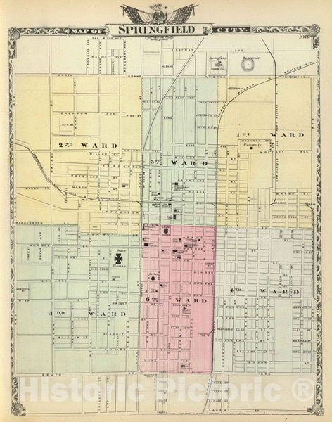 Historic Map : 1876 Map of Springfield City. - Vintage Wall Art ...