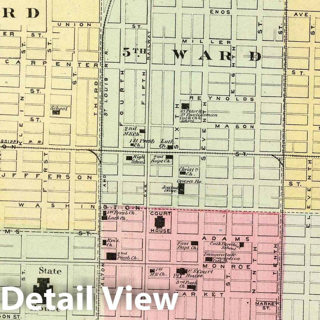 Historic Map : 1876 Map of Springfield City. - Vintage Wall Art ...