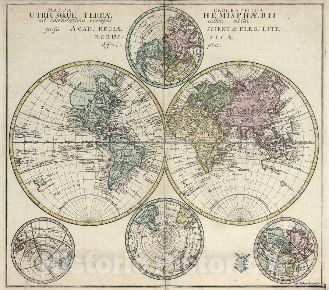Historic Wall Map : School Atlas - 1753 Mappa Geographica Utriusque Te ...