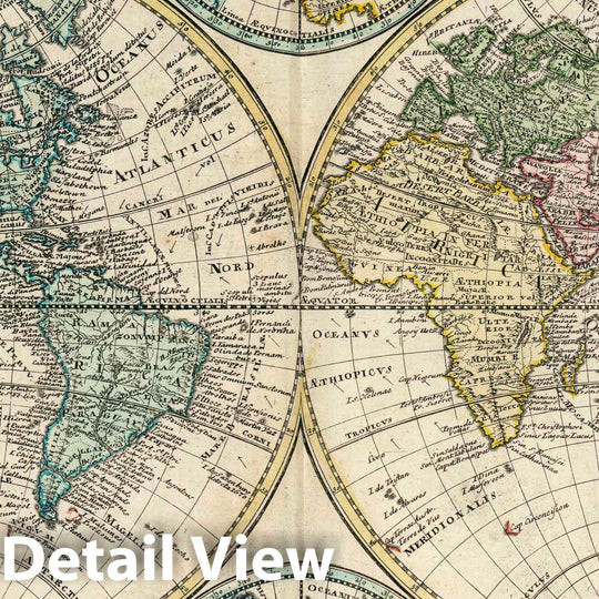 Historic Wall Map : School Atlas - 1753 Mappa Geographica Utriusque Te ...