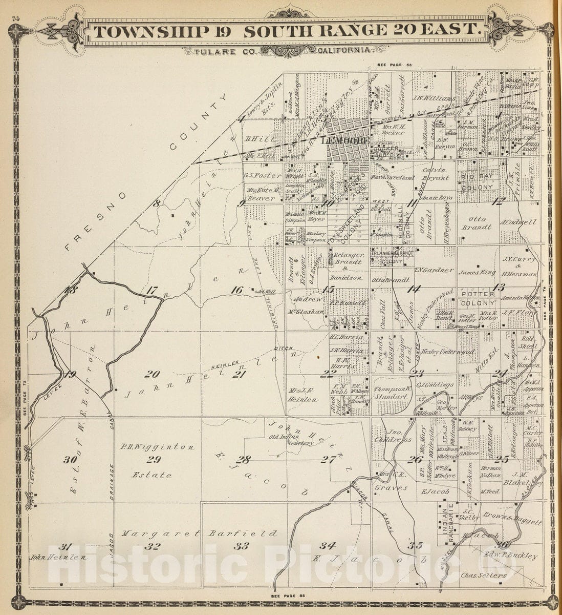 Historic Wall Map : 1892 T.19S R.20E. - Vintage Wall Art - Historic ...