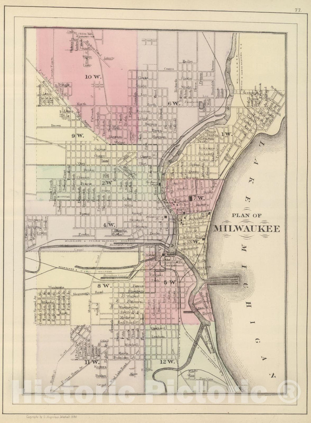 Historic Map : 1884 Milwaukee. - Vintage Wall Art – Historic Pictoric
