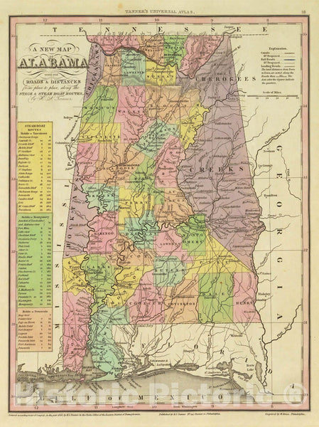 Historic Map : 1836 New Map Of Alabama. - Vintage Wall Art - Historic ...