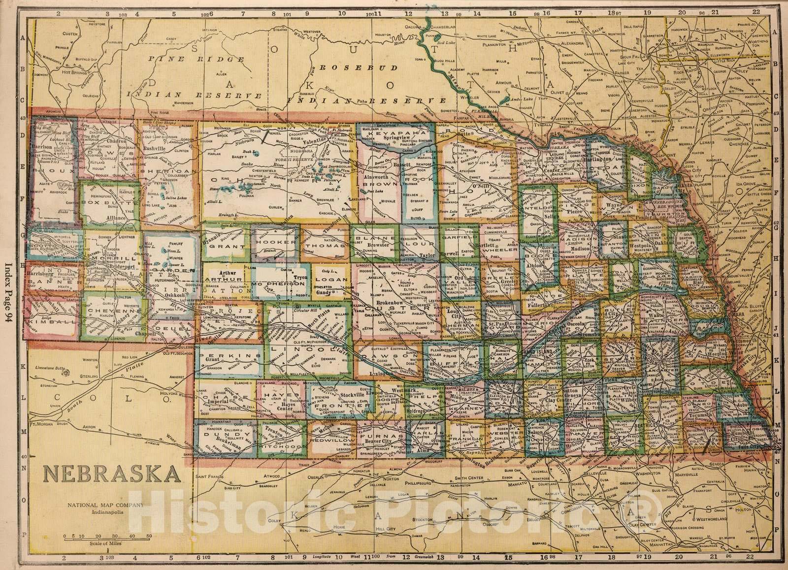 Historic Map : National Atlas - 1927 Nebraska - Vintage Wall Art ...