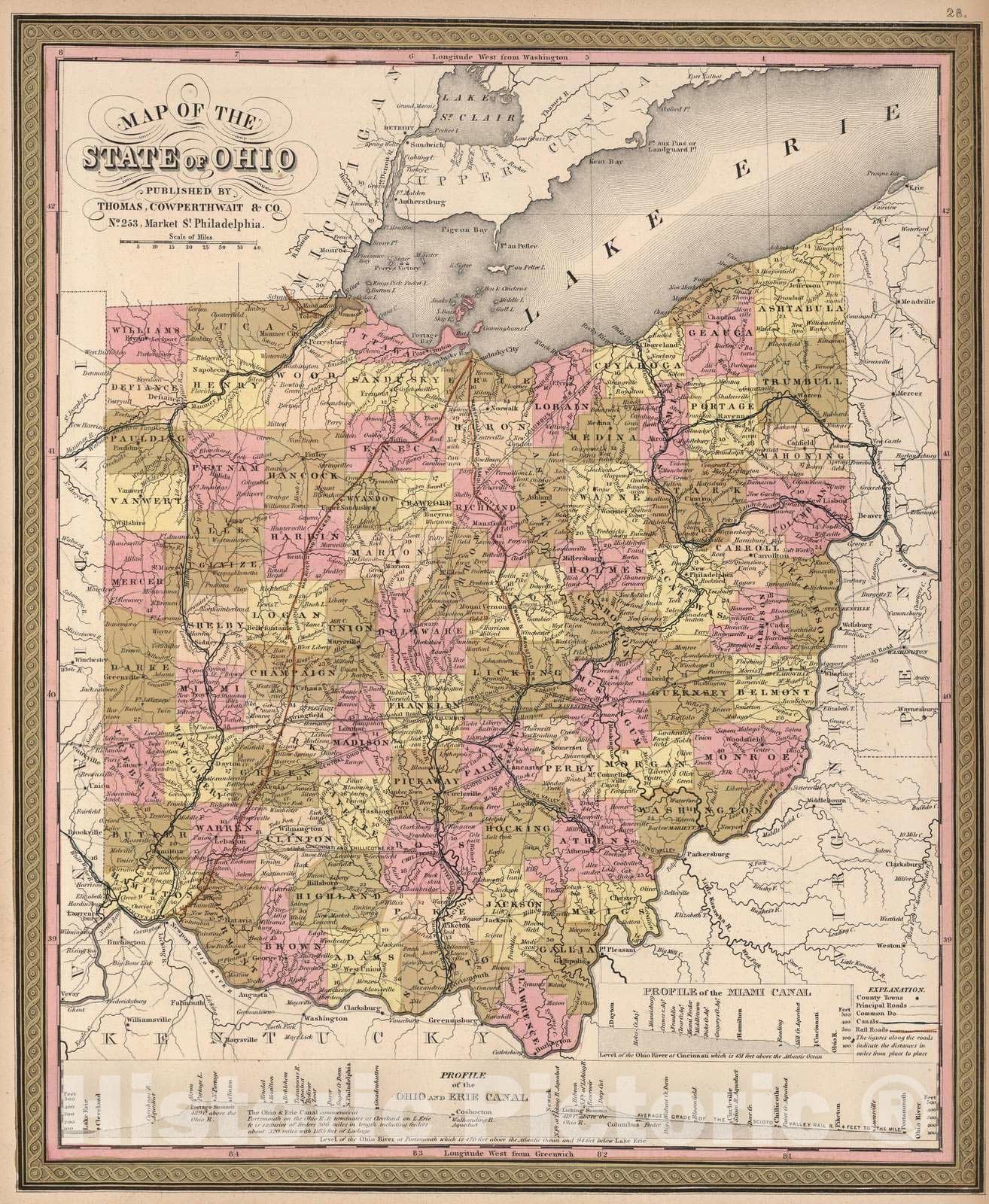 Historic Map : 1850 Ohio. - Vintage Wall Art – Historic Pictoric