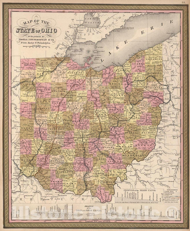 Historic Map : 1850 Ohio. - Vintage Wall Art – Historic Pictoric