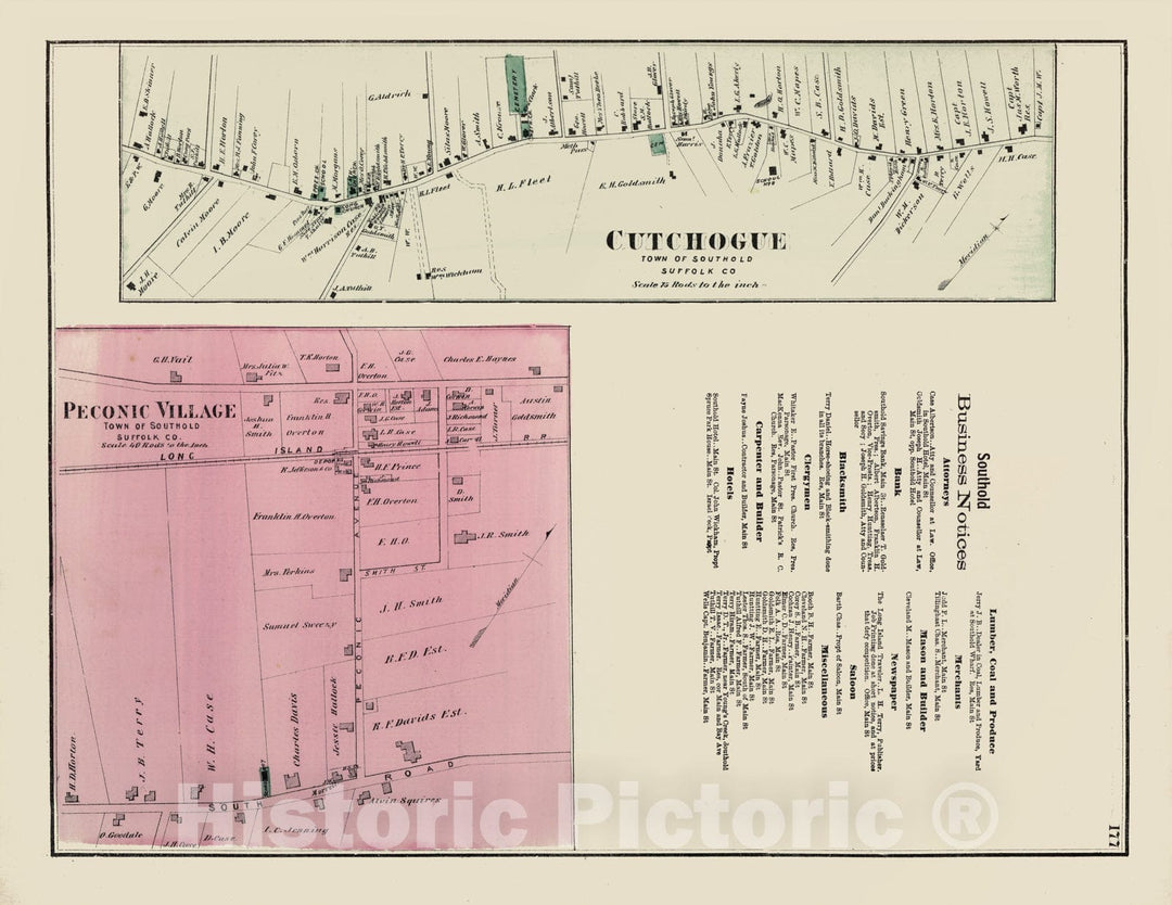 Historic Map - 1873 Cutchogue, Peconic in Southold. Southold Business ...