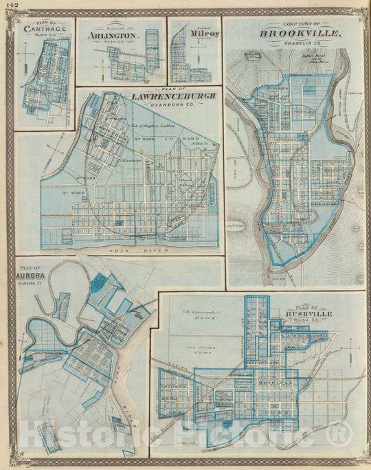 Historic Map : 1876 Plan of Lawrenceburgh, Dearborn Co. (with) Brookvi ...