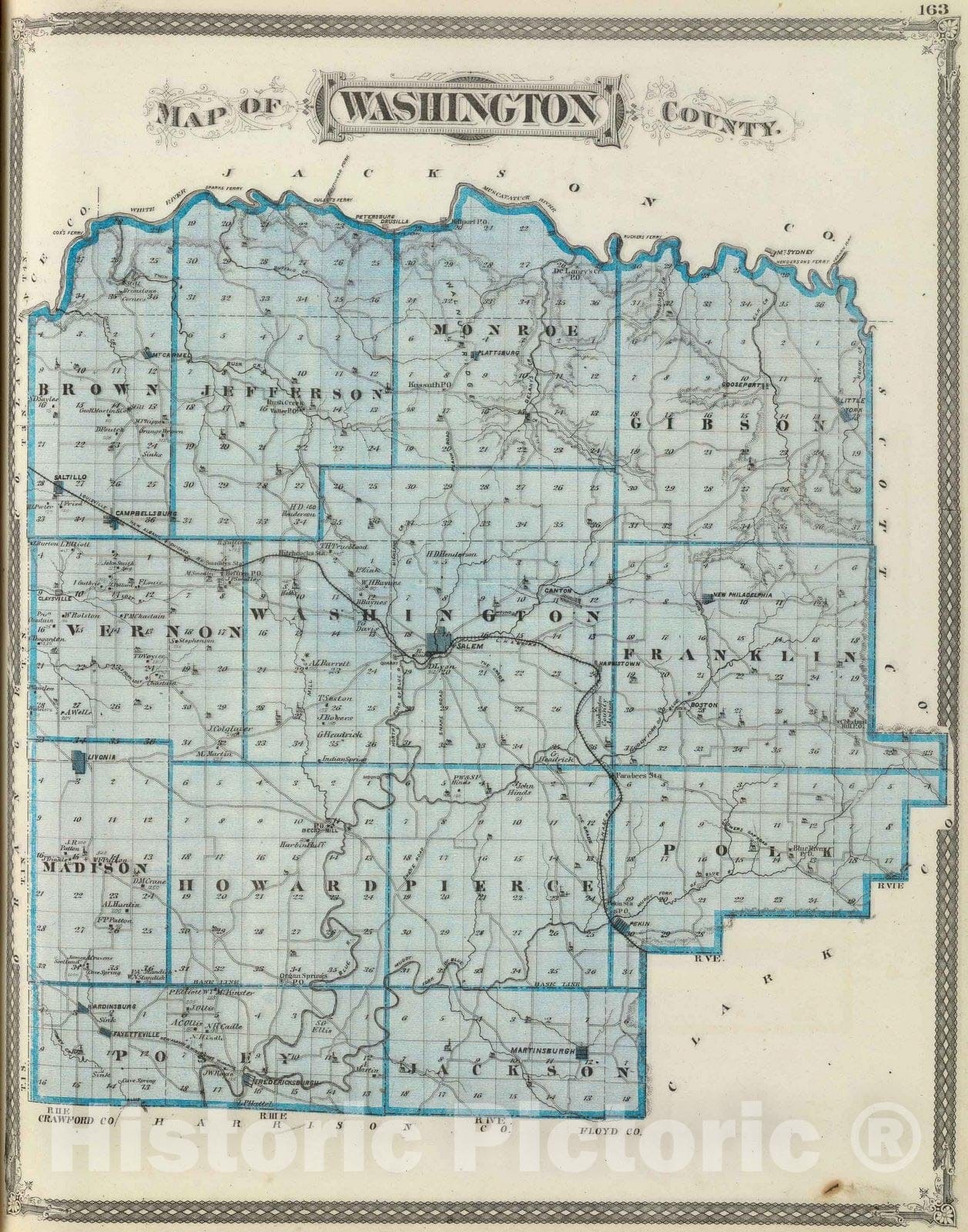 Historic Map : 1876 Map of Washington County. v2 - Vintage Wall Art ...
