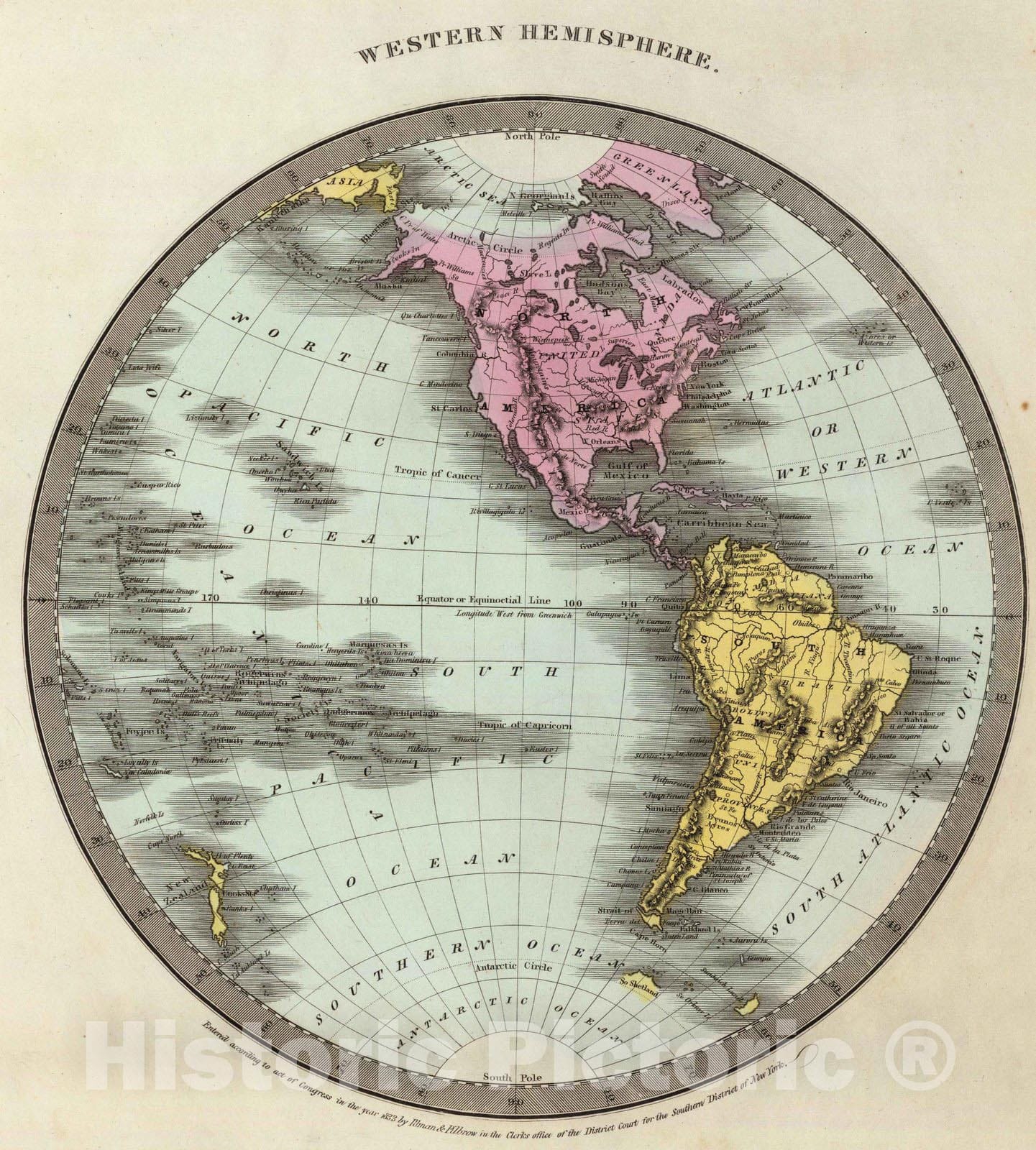 Historic Map : 1835 Western Hemisphere. - Vintage Wall Art – Historic ...