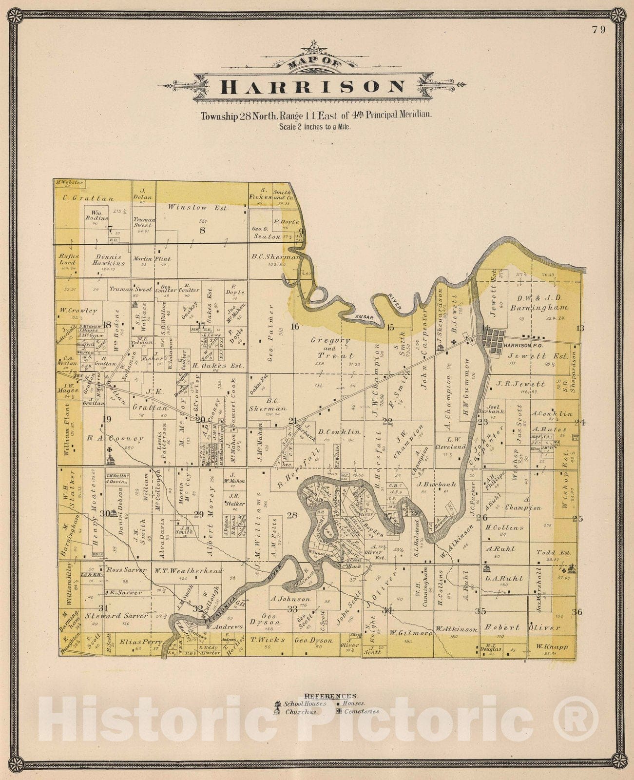 Historic Map : 1886 Harrison Township, Winnebago County, Illinois. - V ...