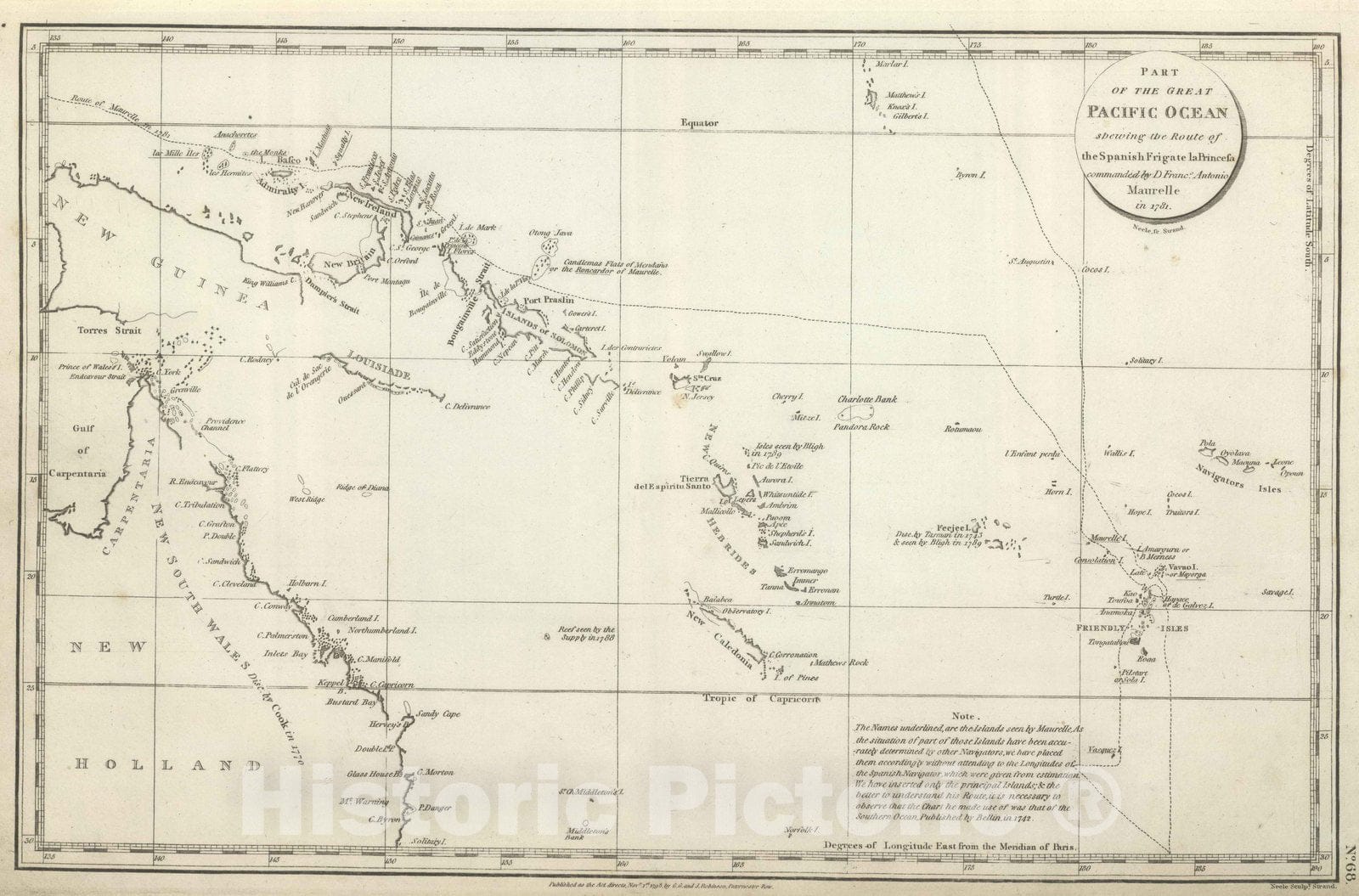 Historic Map : Exploration Book - 1799 Route of the Spanish frigate la ...