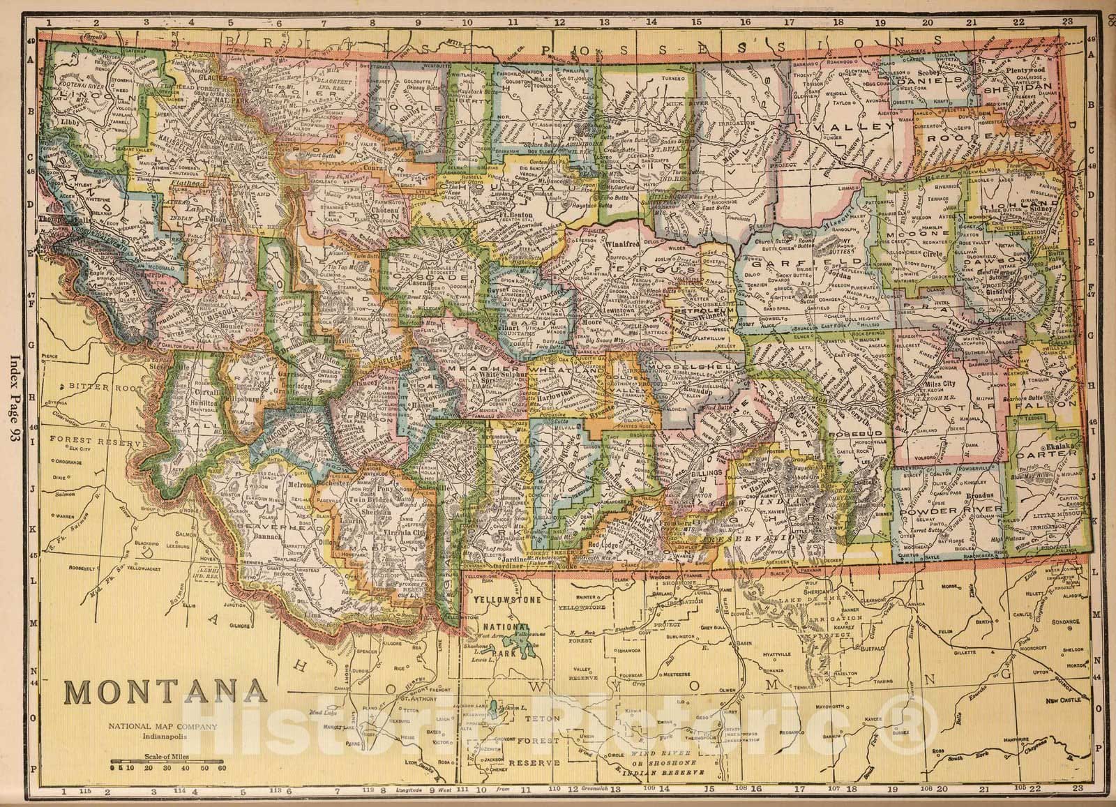 Historic Map : National Atlas - 1927 Montana - Vintage Wall Art ...