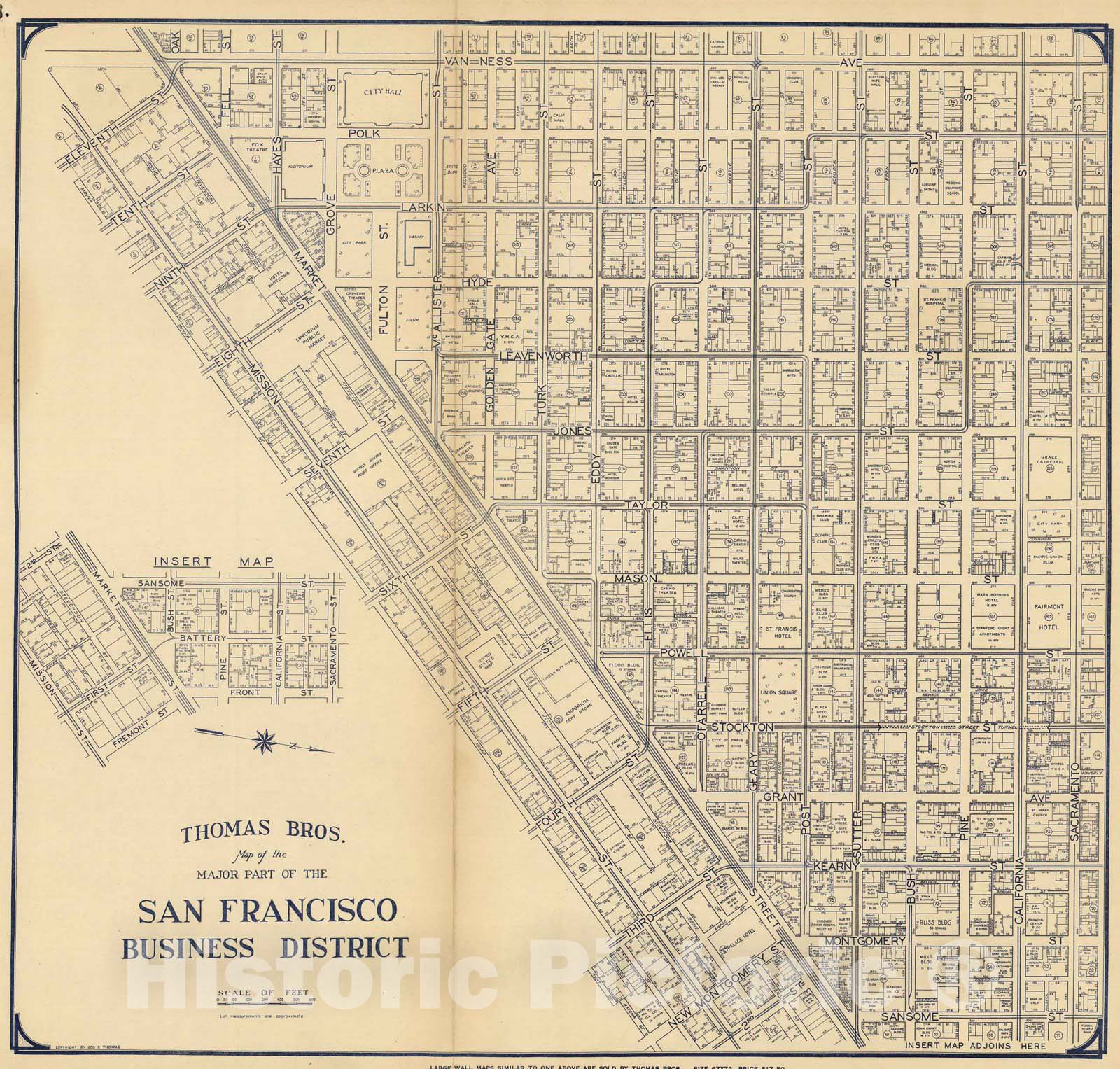 Historic Wall Map : 1938 Thomas Bros. Map of the Major Part of the San ...