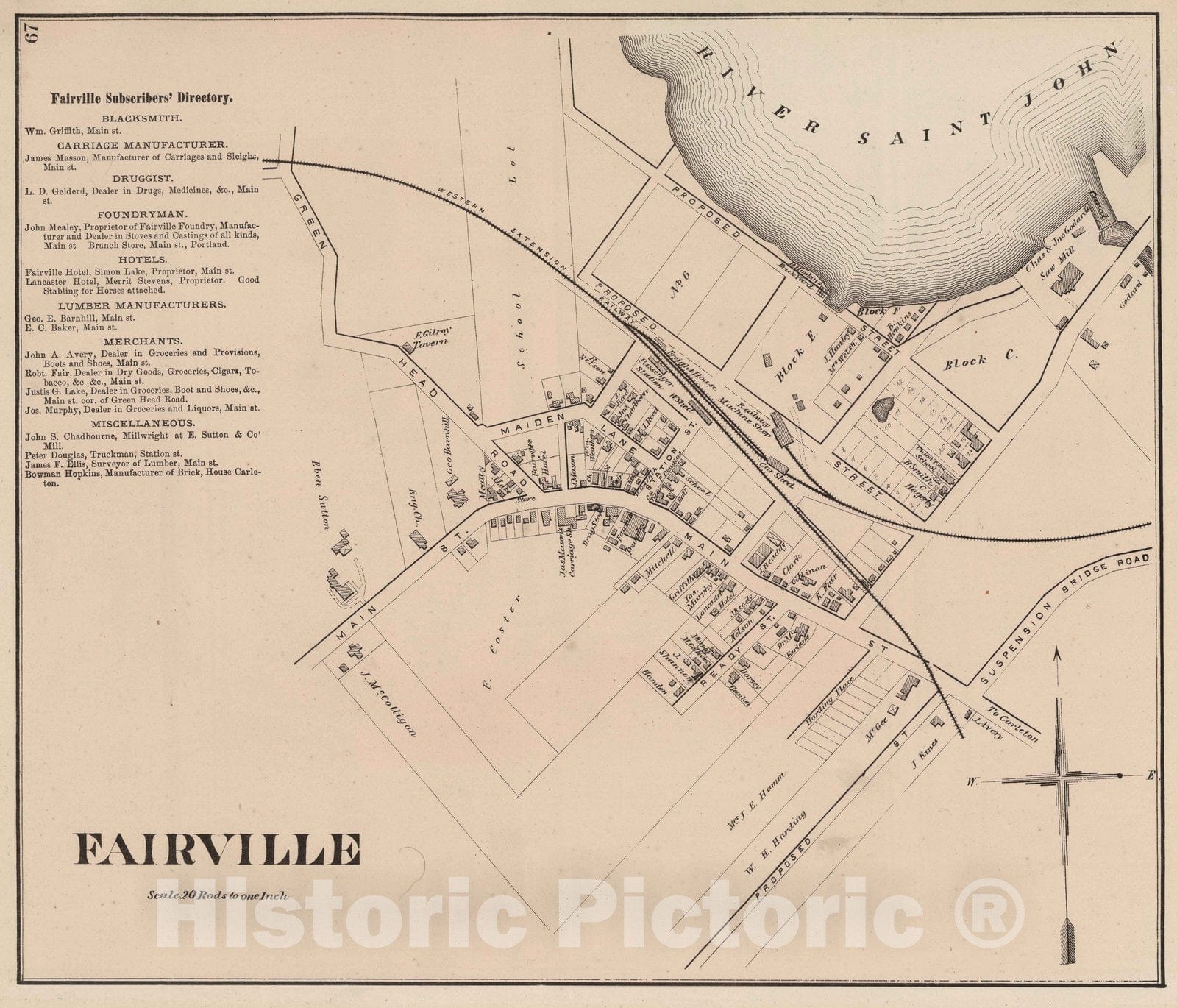 Historic Map : 1875 Fairville. (New Brunswick). - Vintage Wall Art ...