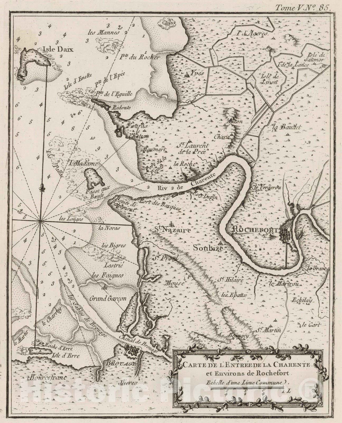 Rochefort France Nautical Chart 1764 Bellin Map Print – Historic Pictoric
