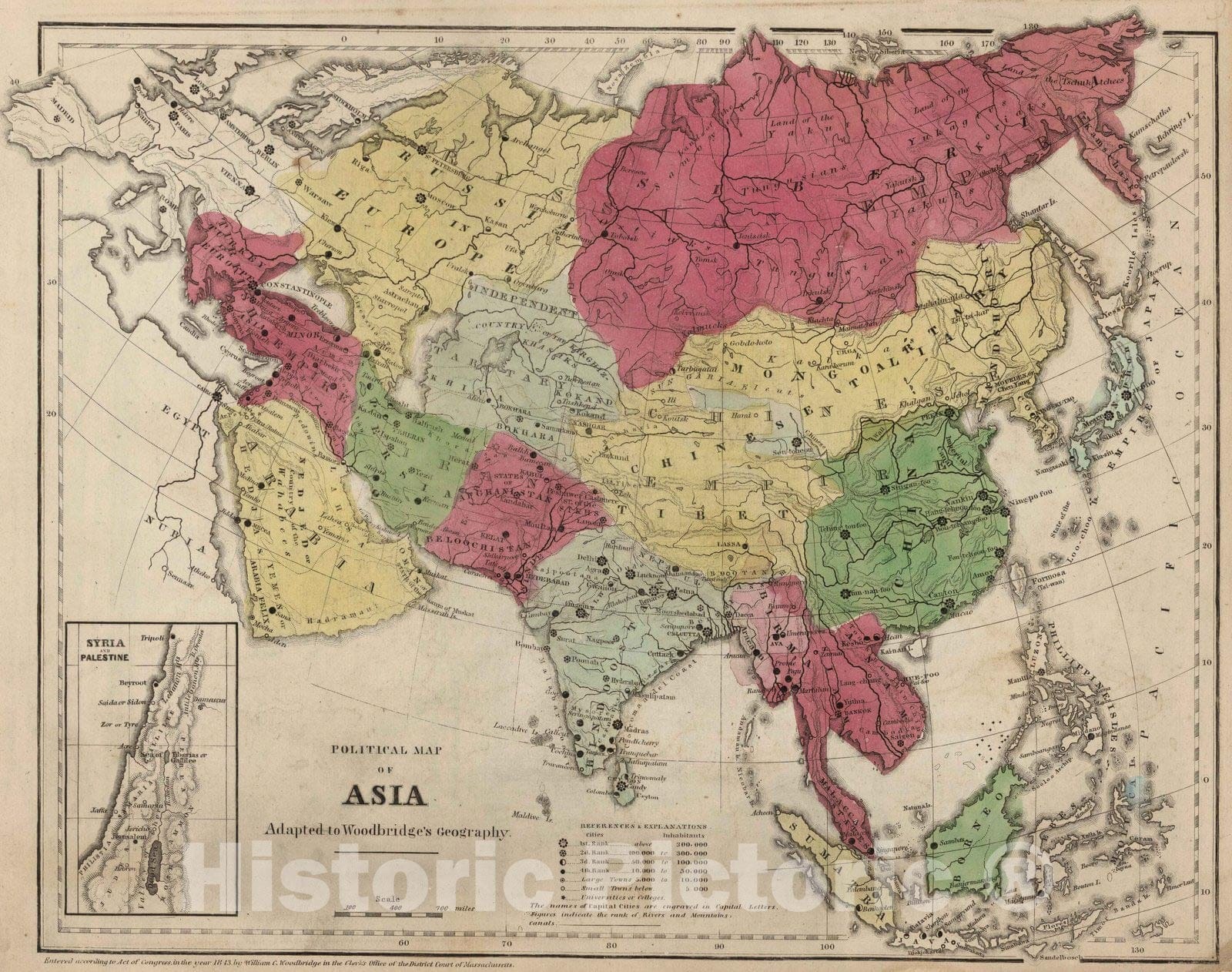 Historic Map : School Atlas - 1849 Political Map Of Asia - Vintage Wal ...