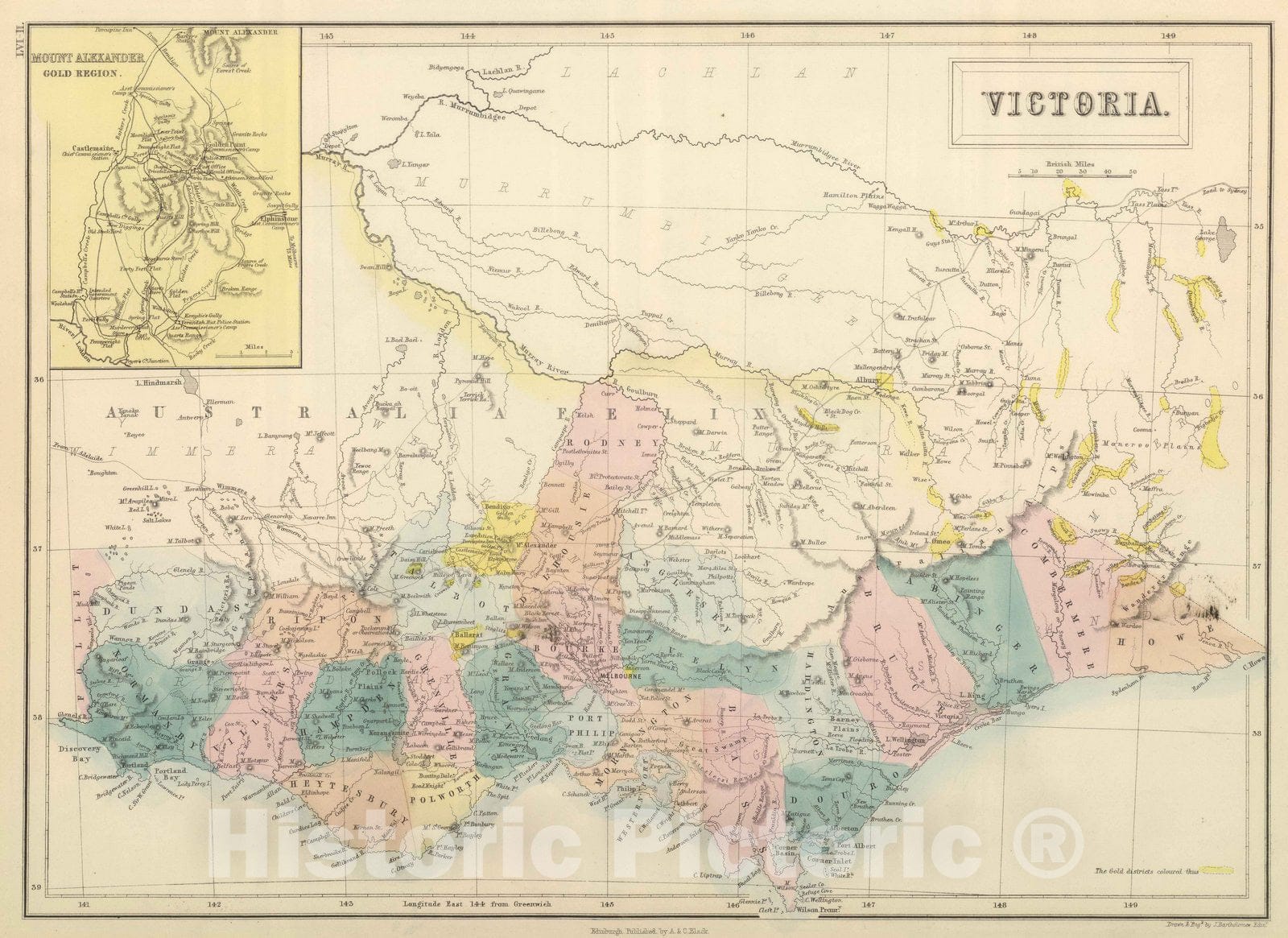 Historic Map : 1854 Victoria : Vintage Wall Art – Historic Pictoric