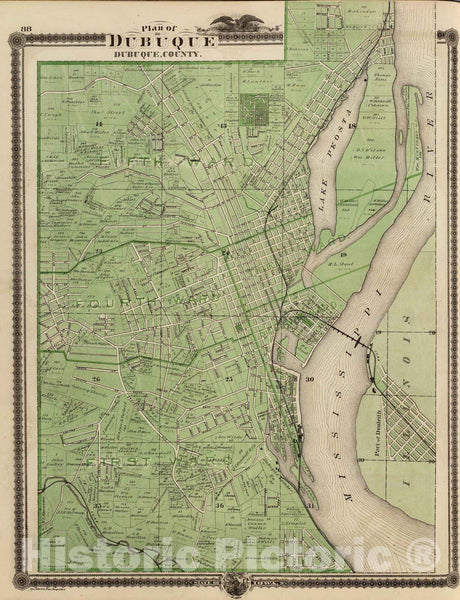Historic Map - 1875 Plan of Dubuque, Dubuque County, State of Iowa ...