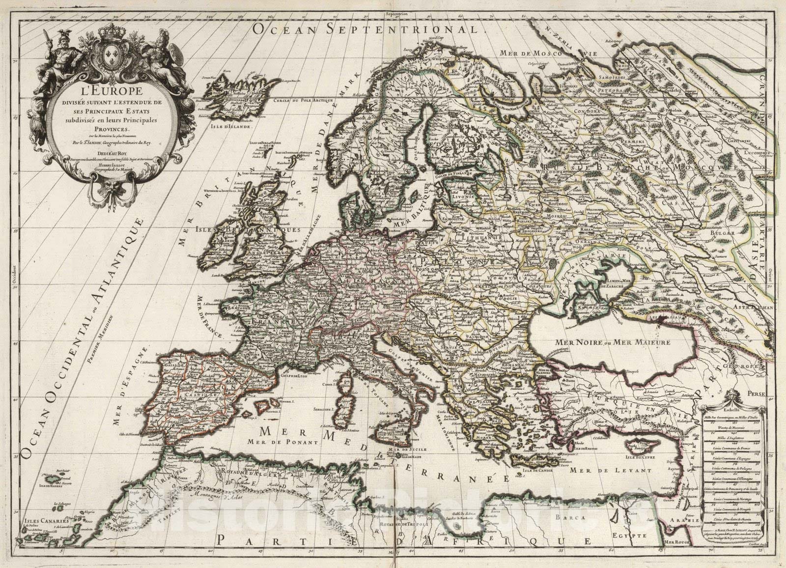 Historic Map : 1706 L'Europe. - Vintage Wall Art – Historic Pictoric