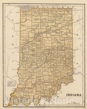 Historic Map : National Atlas - 1845 Indiana. - Vintage Wall Art ...