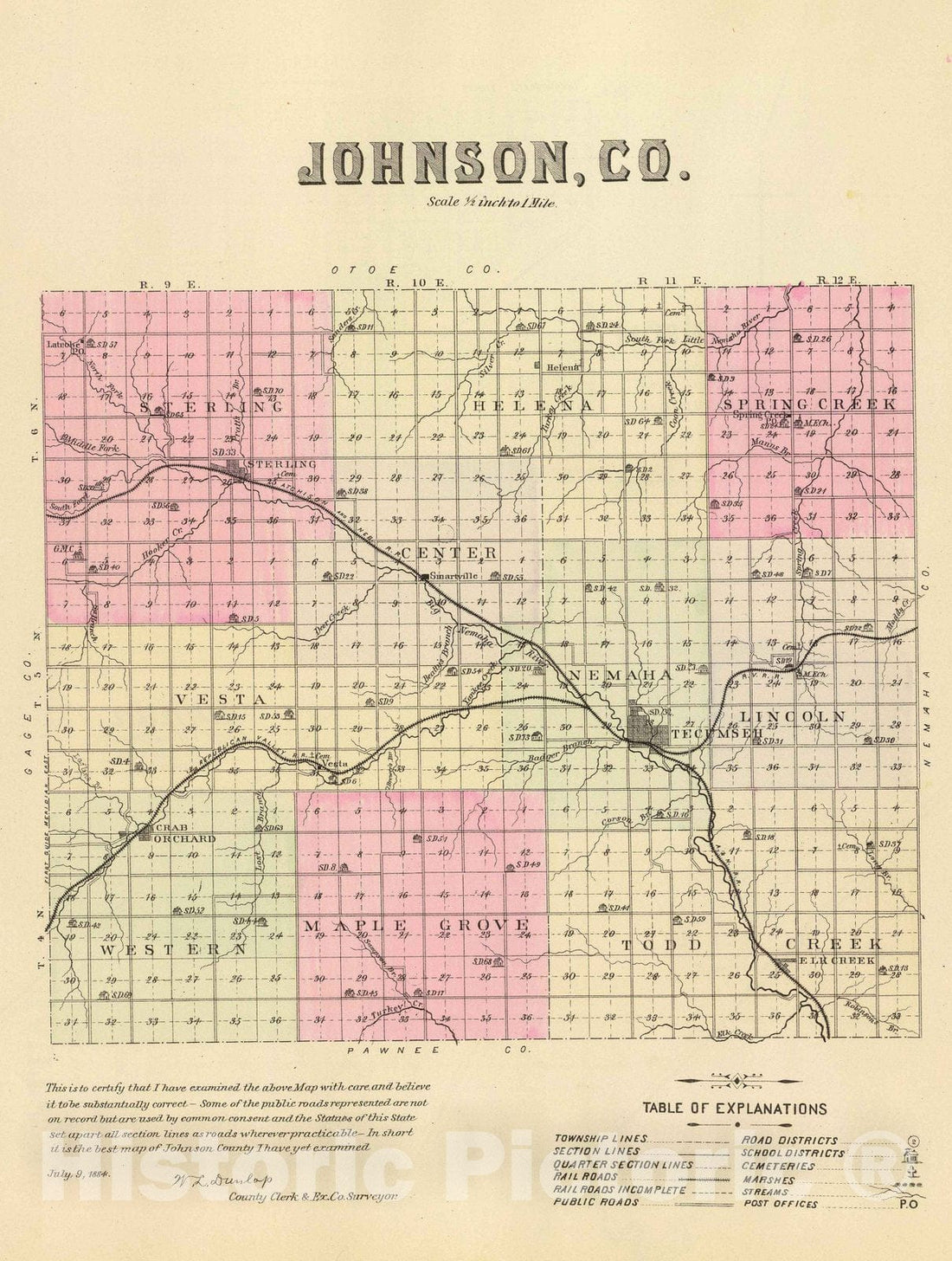 Historic Map : 1885 Johnson Co. - Vintage Wall Art – Historic Pictoric