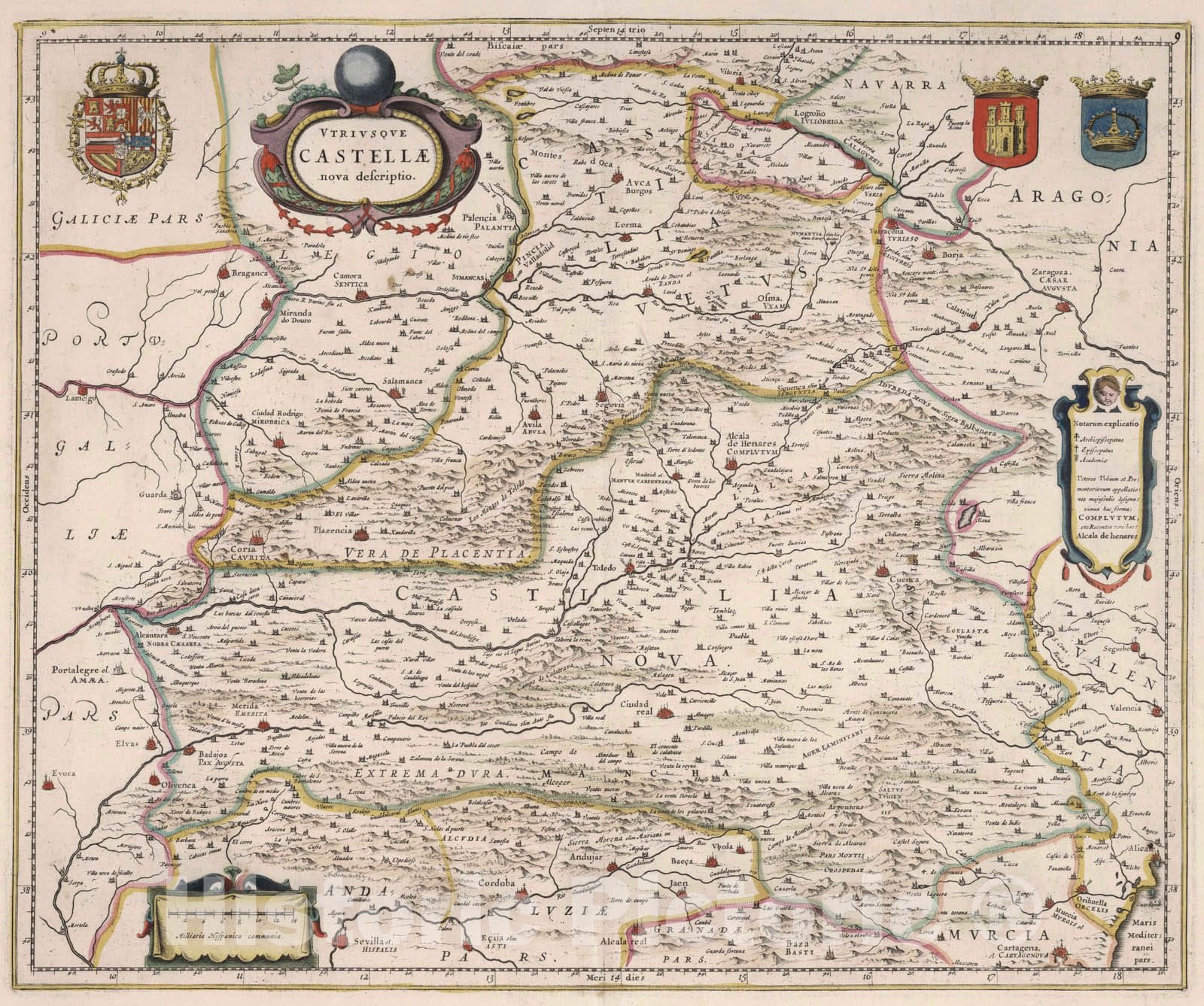 Historic Map : Castilla , Spain 1682 Utriusque Castellae nova descript ...