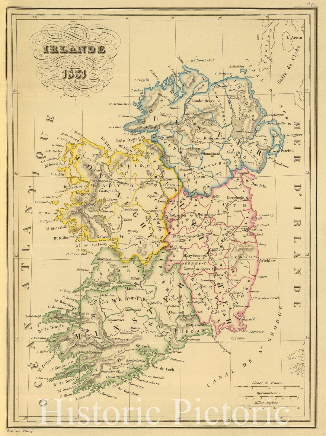Historic Map : Ireland, 1837 Irlande. , Vintage Wall Art – Historic ...