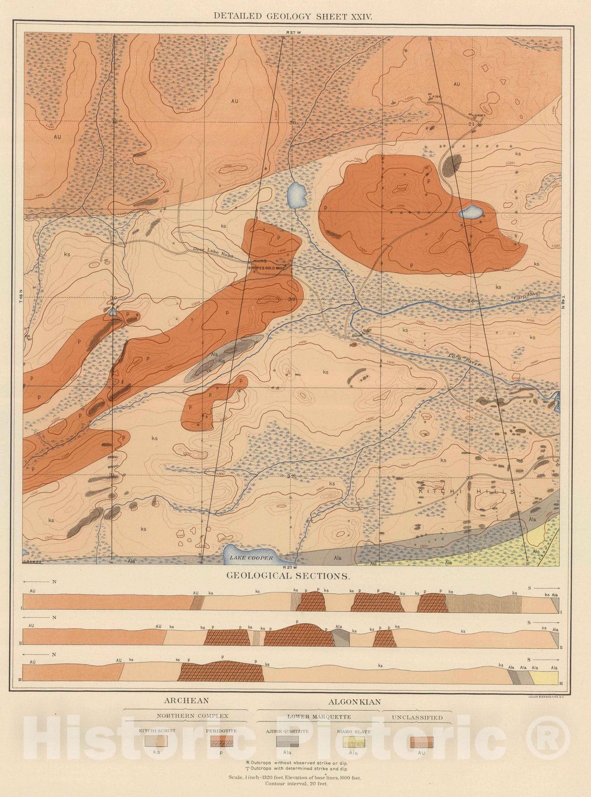 Historic Map : Geologic Atlas - 1896 Detailed Geology Sheet XXIV. - Vi ...