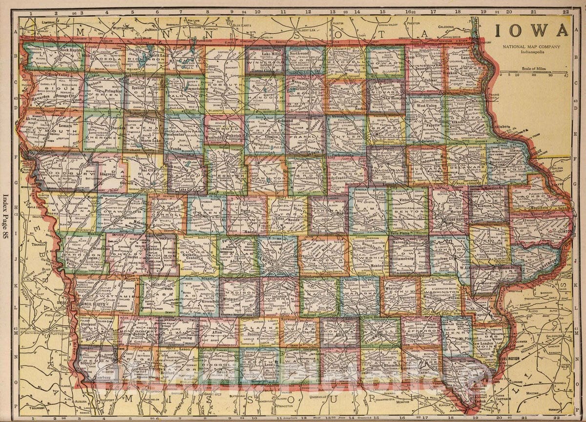 Historic Map : National Atlas - 1927 Iowa - Vintage Wall Art – Historic ...