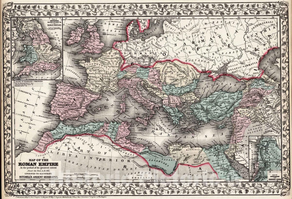 Historic Map - 1877 Map of the Roman Empire, Atlas - Vintage Wall Art ...