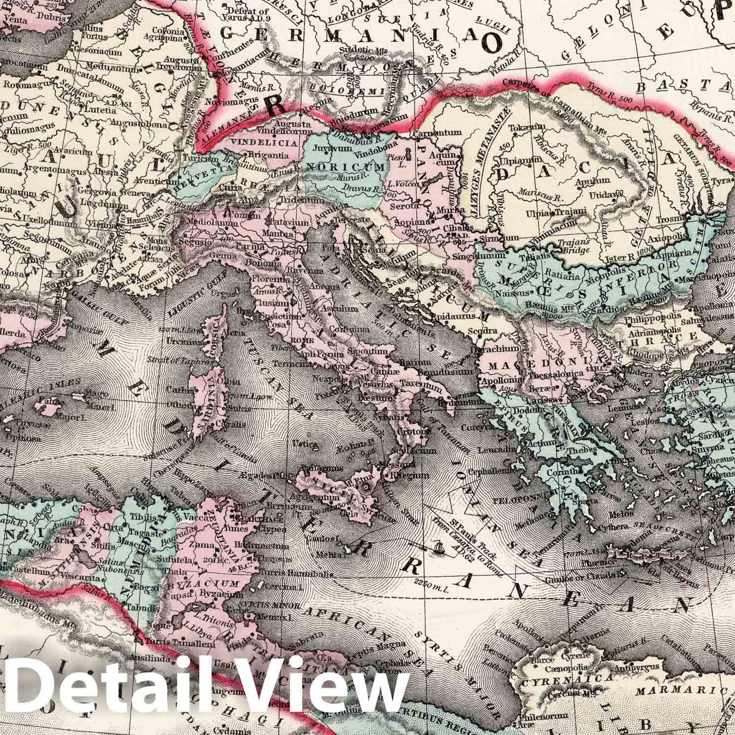 Historic Map - 1877 Map of the Roman Empire, Atlas - Vintage Wall Art ...