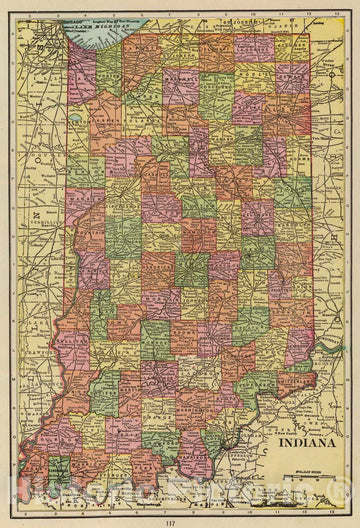 Historic Map : 1909 Indiana. - Vintage Wall Art – Historic Pictoric