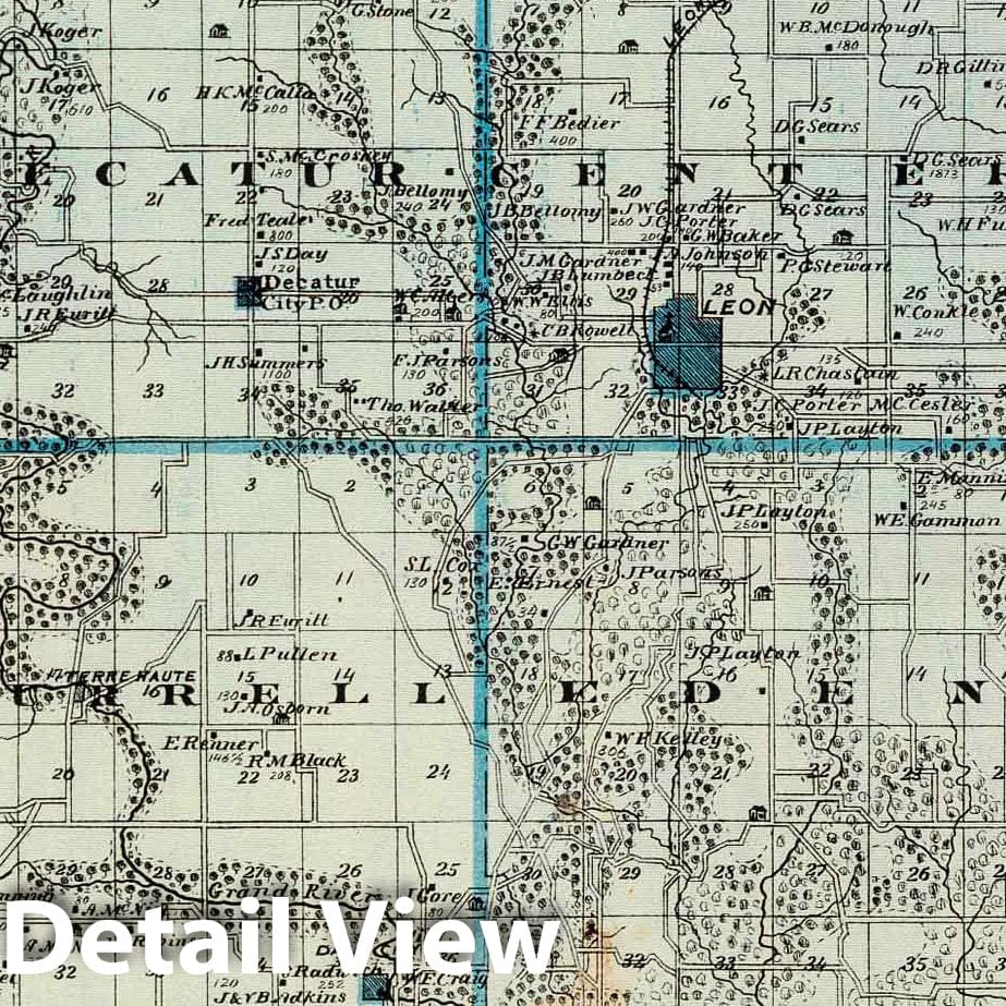 Historic Map : 1875 Map of Decatur County, State of Iowa. - Vintage Wa ...