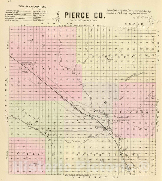 Historic Map : Nebraska, 1885 Pierce Co. , Vintage Wall Art – Historic ...