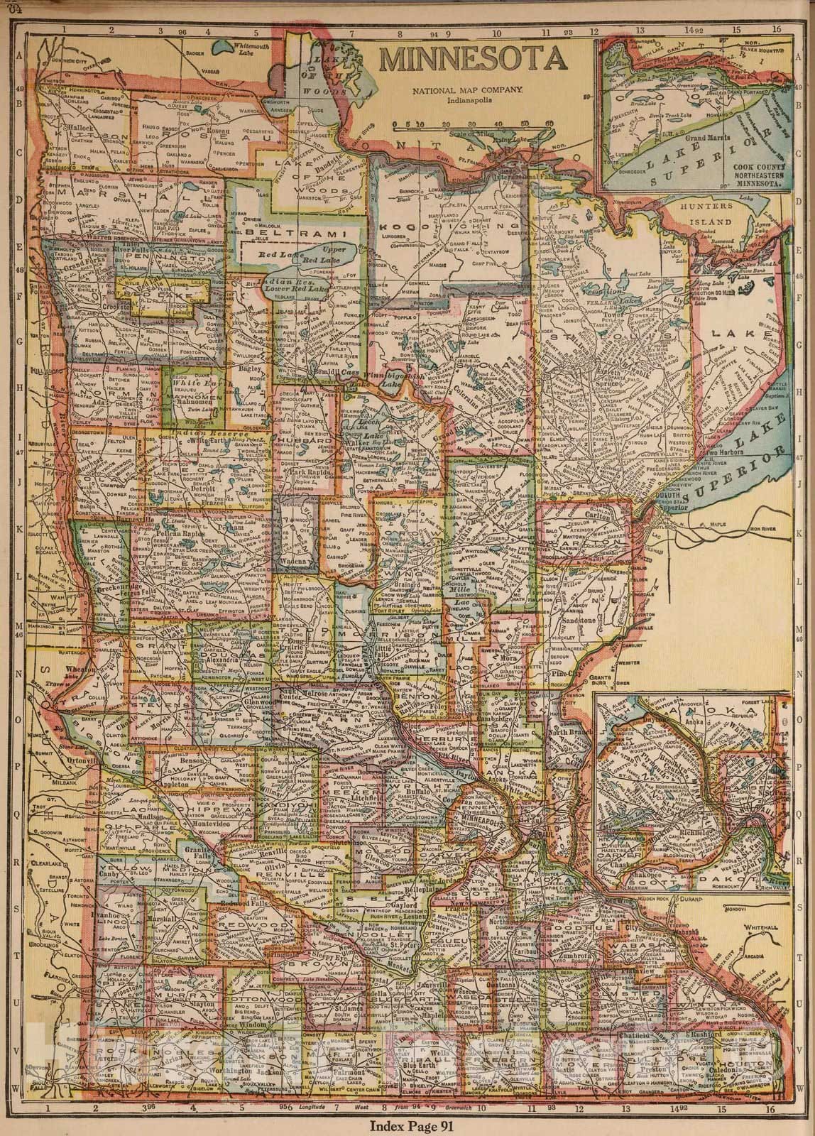 Historic Map : National Atlas - 1927 Minnesota - Vintage Wall Art ...