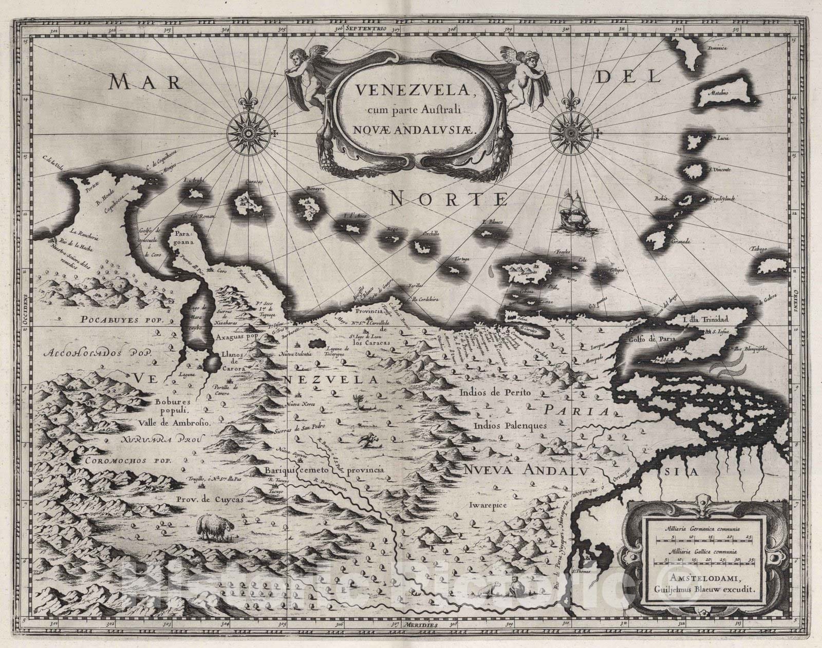 Historic Wall Map : Venezuela, 1630 Venezuela cum parte Australi Novae ...