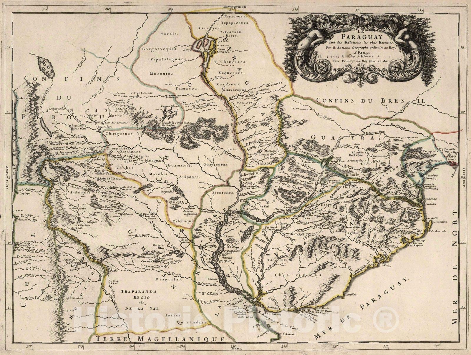 Historic Map : 1668 Paraguay. - Vintage Wall Art – Historic Pictoric