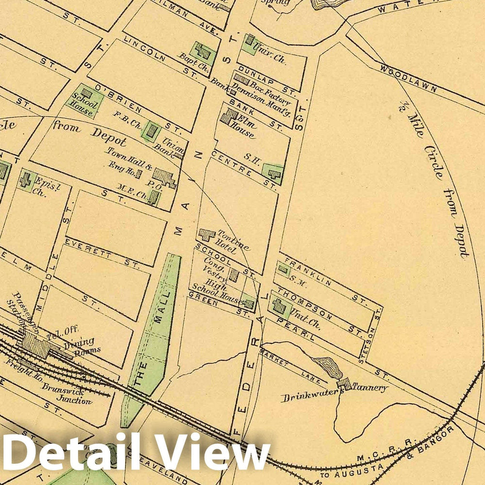 Historic Map : 1885 Brunswick, Topsham. - Vintage Wall Art – Historic ...