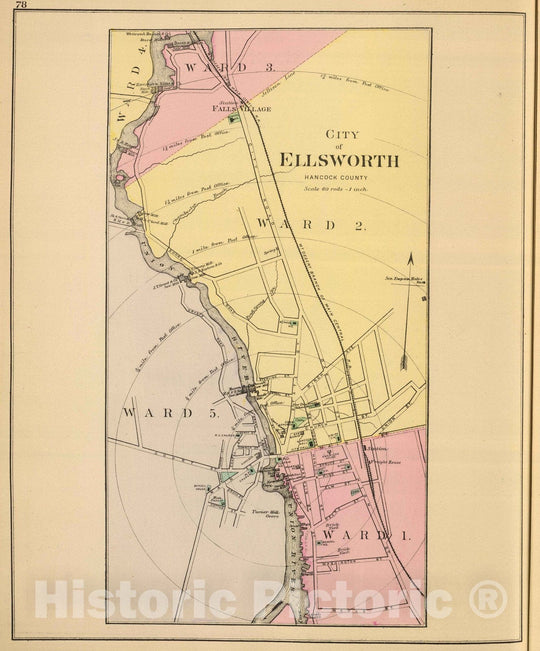 Historic Map : 1894 Ellsworth. - Vintage Wall Art – Historic Pictoric