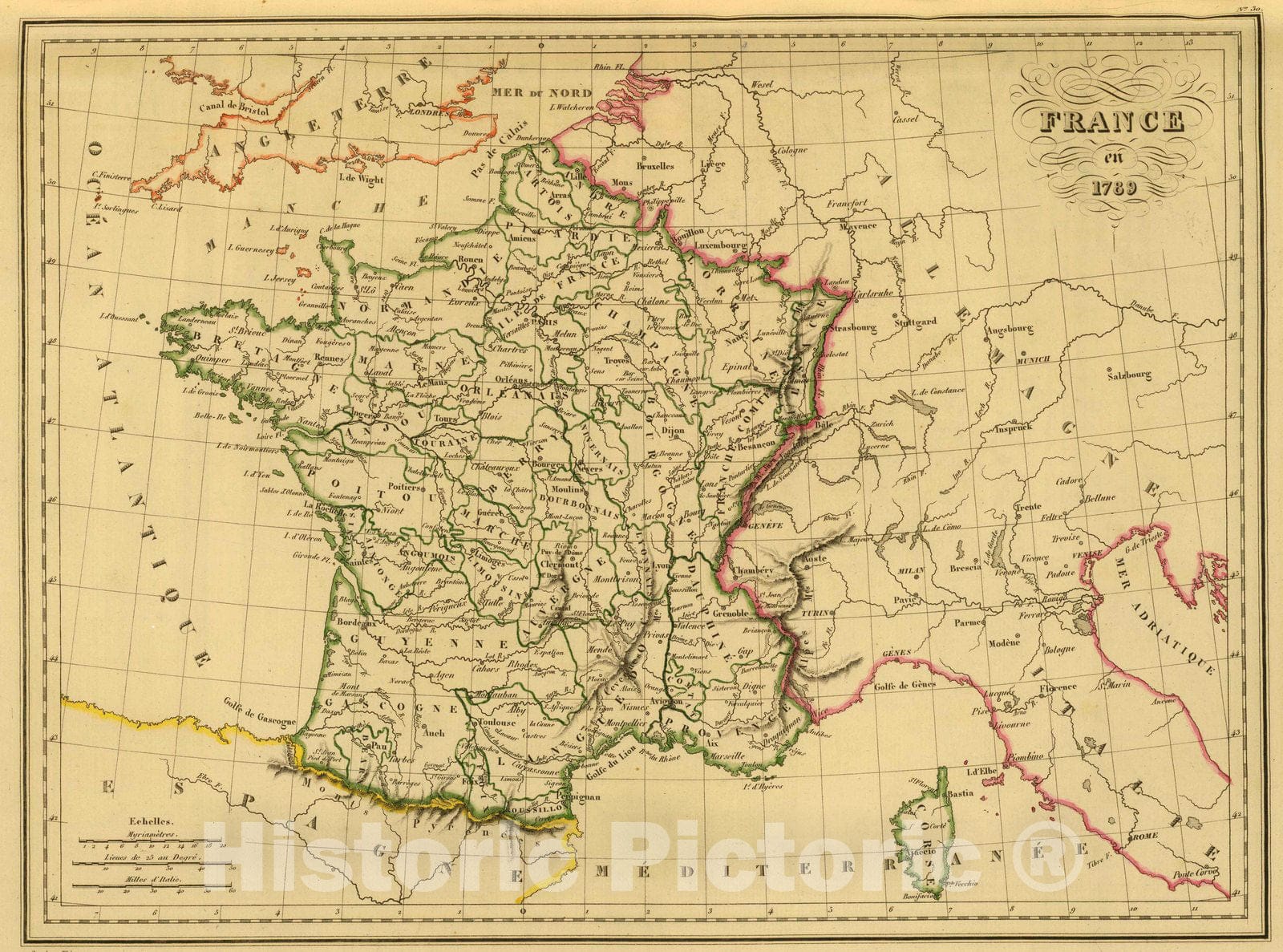 Historic Wall Map : 1837 France in 1789. - Vintage Wall Art – Historic ...
