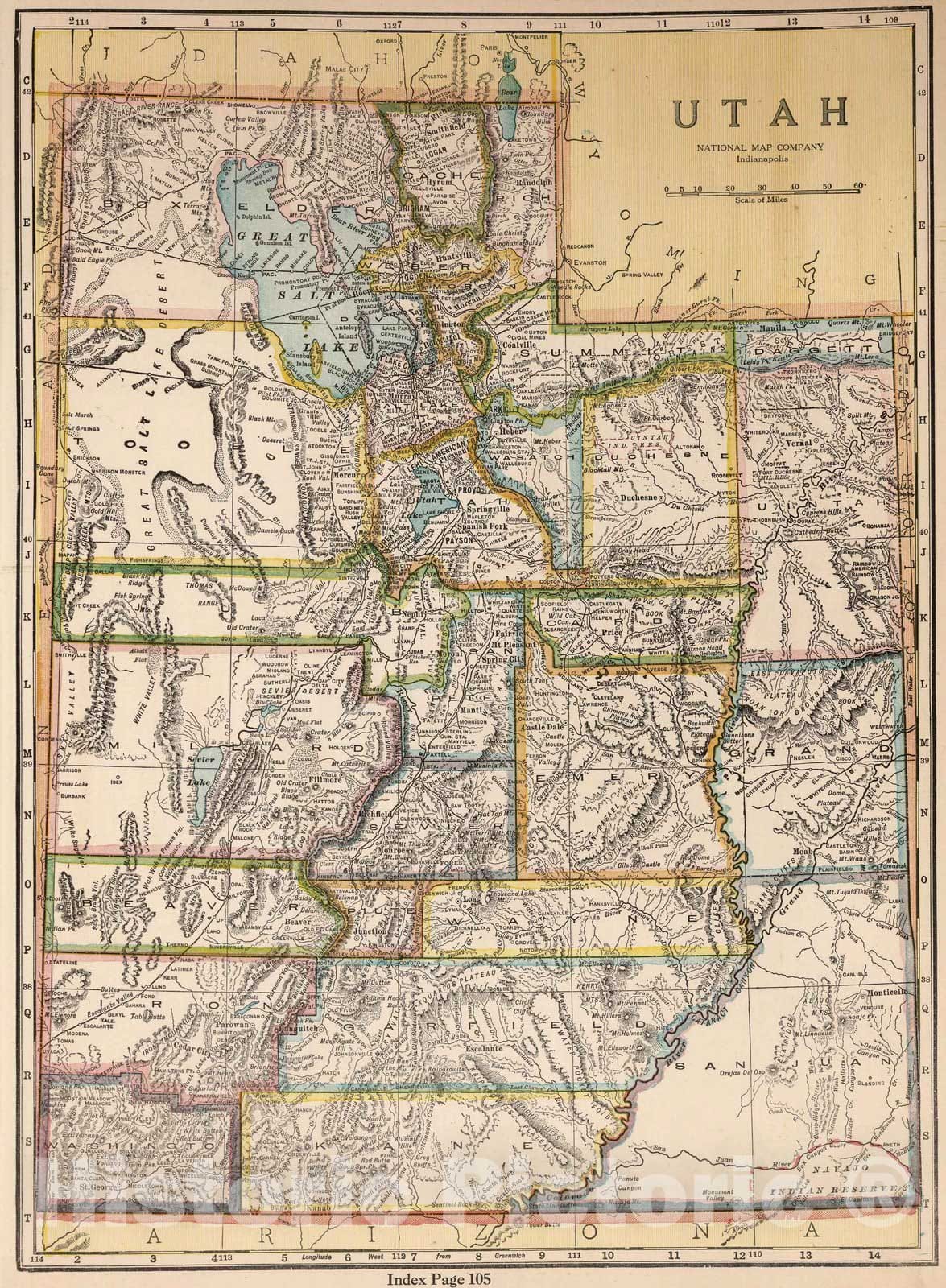 Historic Map : National Atlas - 1927 Utah - Vintage Wall Art - Historic ...