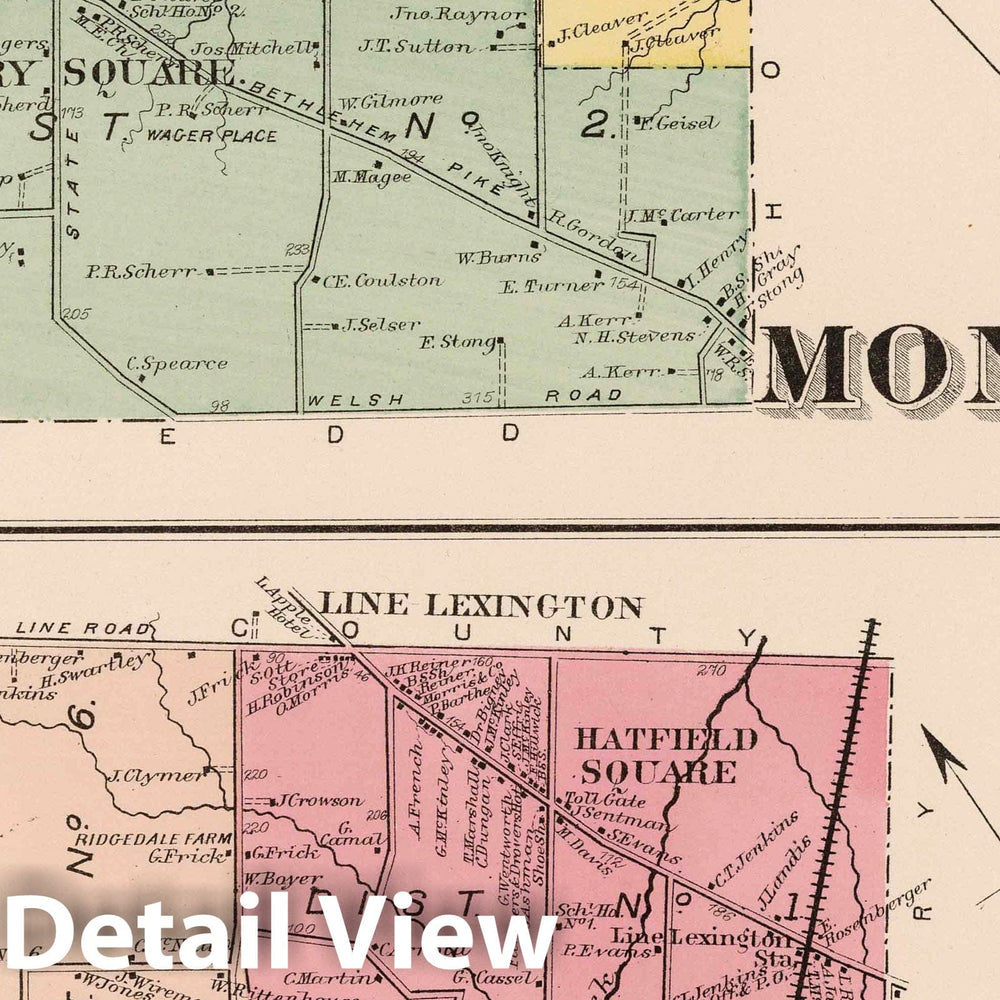 Historic Map : 1871 Montogmery and Hatfield, Montgomery County, Pennsy ...
