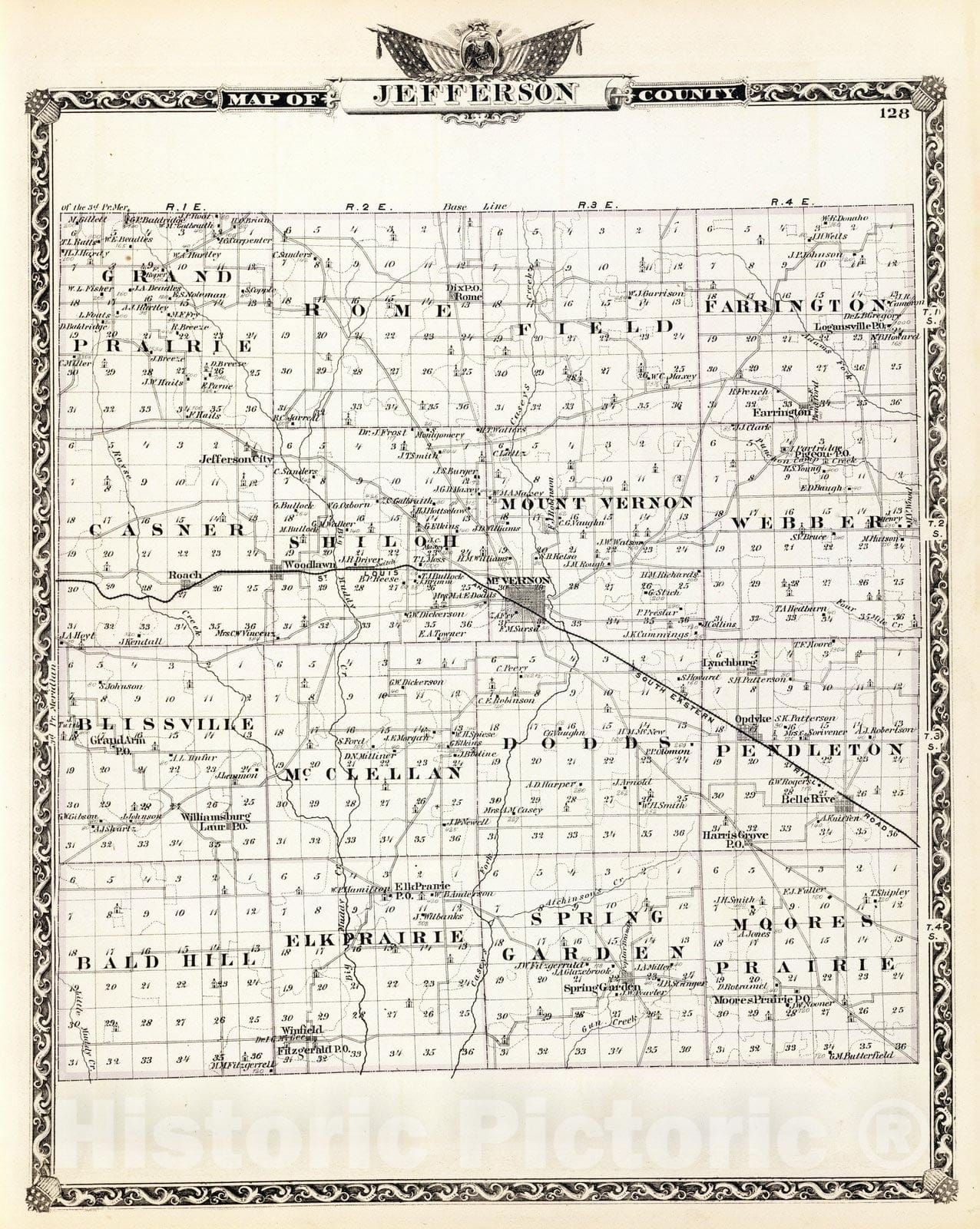 Historic Map : 1876 Map of Jefferson County. v2 - Vintage Wall Art ...